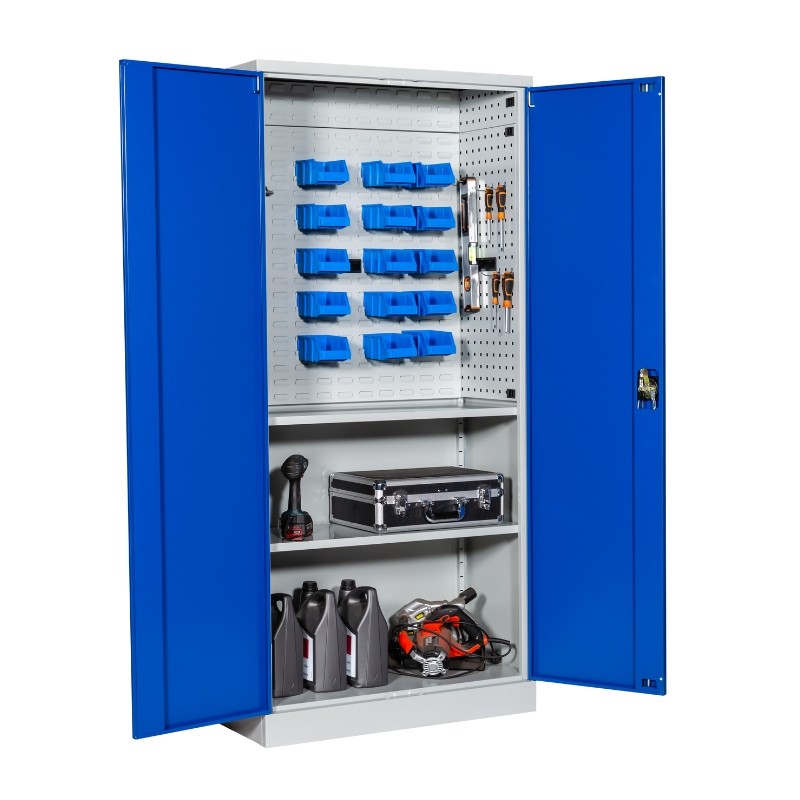 Armario de taller con puertas batientes 2 estantes - Tekipeo